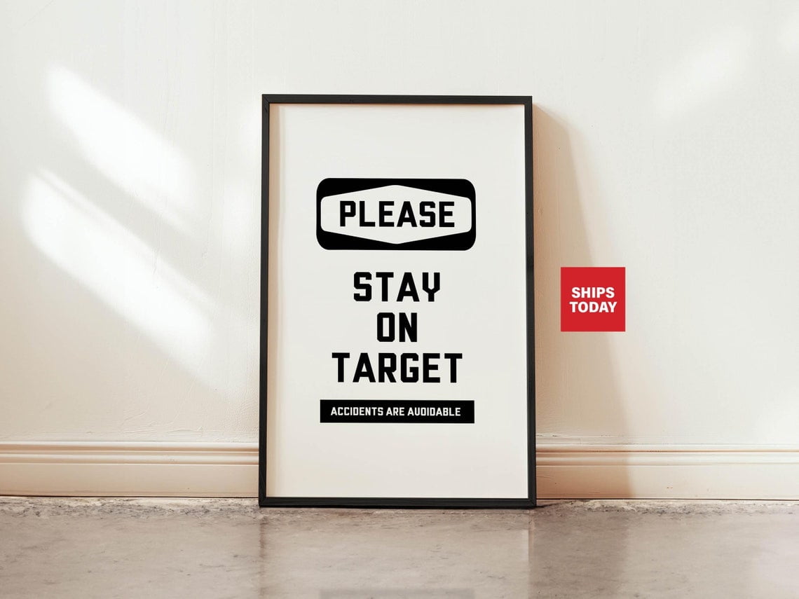 Stay On Target Bathroom Print Funny Bathroom Art Retro Bathroom Wall ...