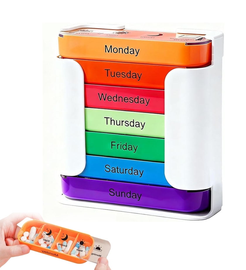 Stay on Track - 7-Day Medication Organizer, Stackable Pill Organizer ...