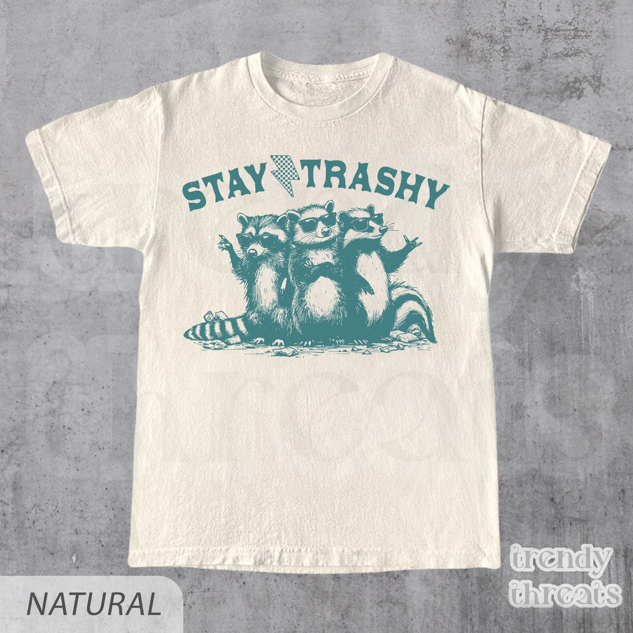Stay Trashy Shirt, 90s Funny Racoon T-Shirt, Retro Y2k Boho Aesthetic ...
