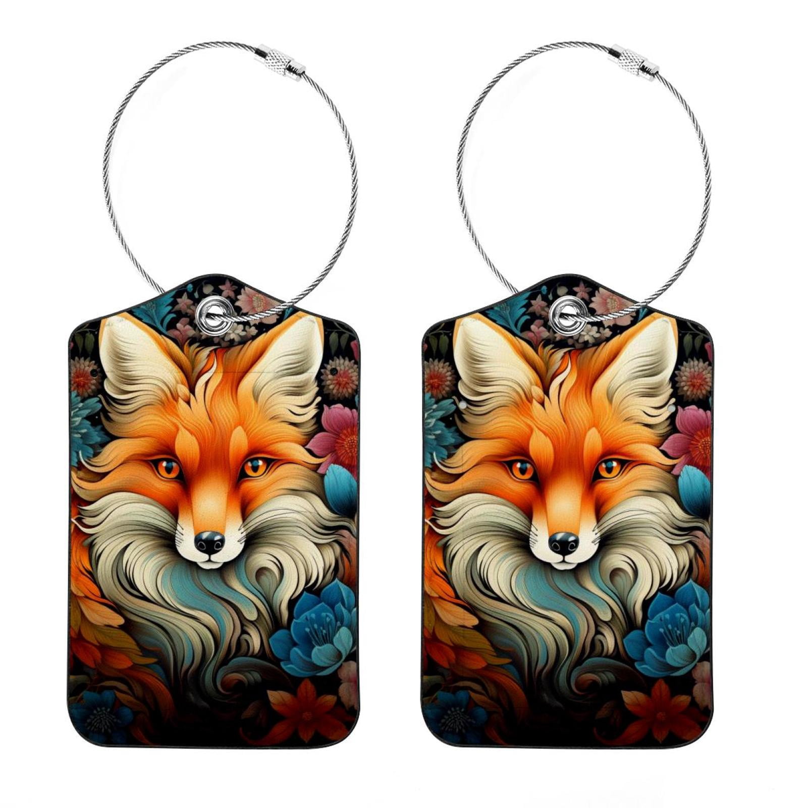 Stay Trendy and Organized, Set of 2 Fashionable Luggage Tags for Suitcase, Beautiful Fox ...