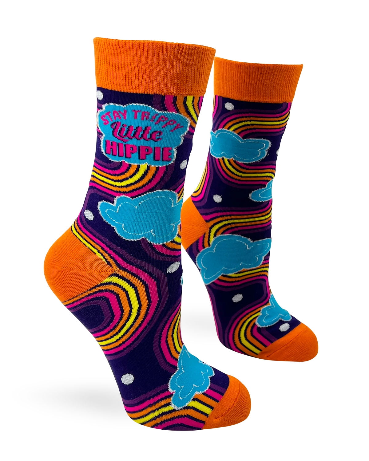 Stay Trippy Little Hippie Funky Socks for Women - Retro Rainbow Pattern ...