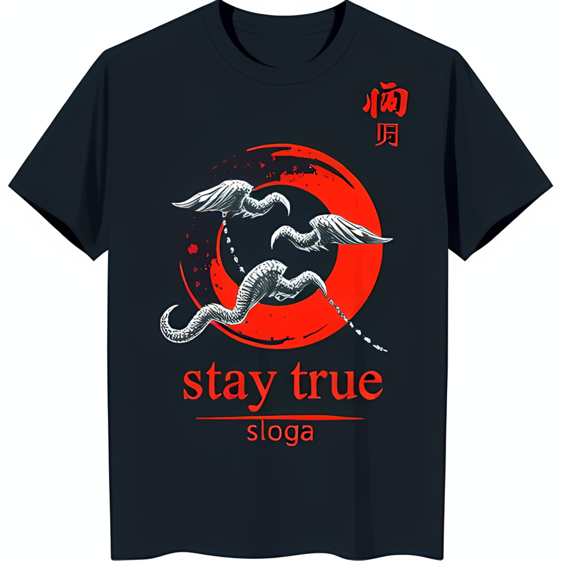 Stay True Circle Design T-Shirt with Flying Birds Red Gradient ...