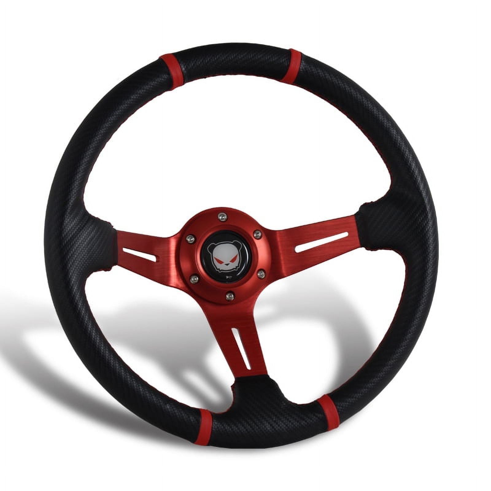 Stay Tuned Performance 350MM Deep Dish Drift Style Red Stitch Carbon ...