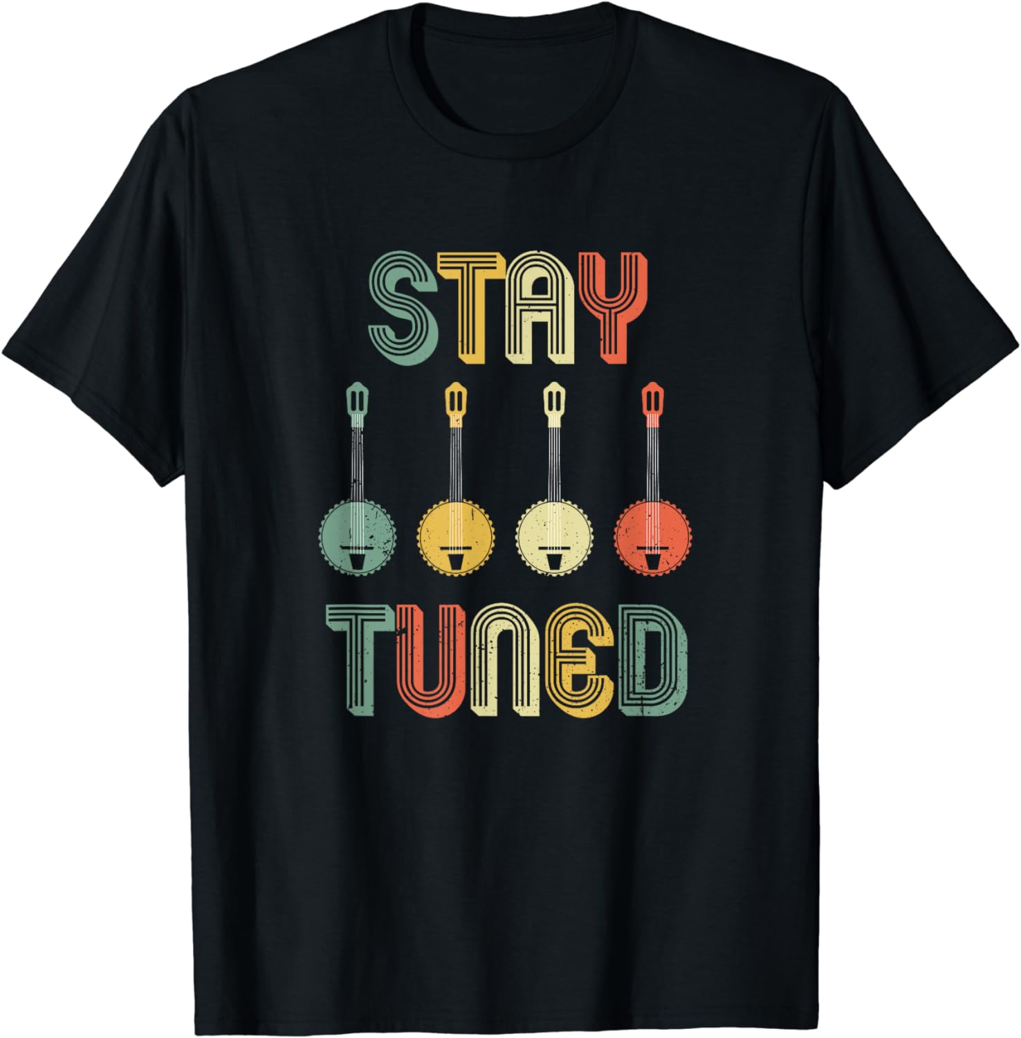 Stay Tuned Retro Banjo Graphic T-Shirt - Walmart.com