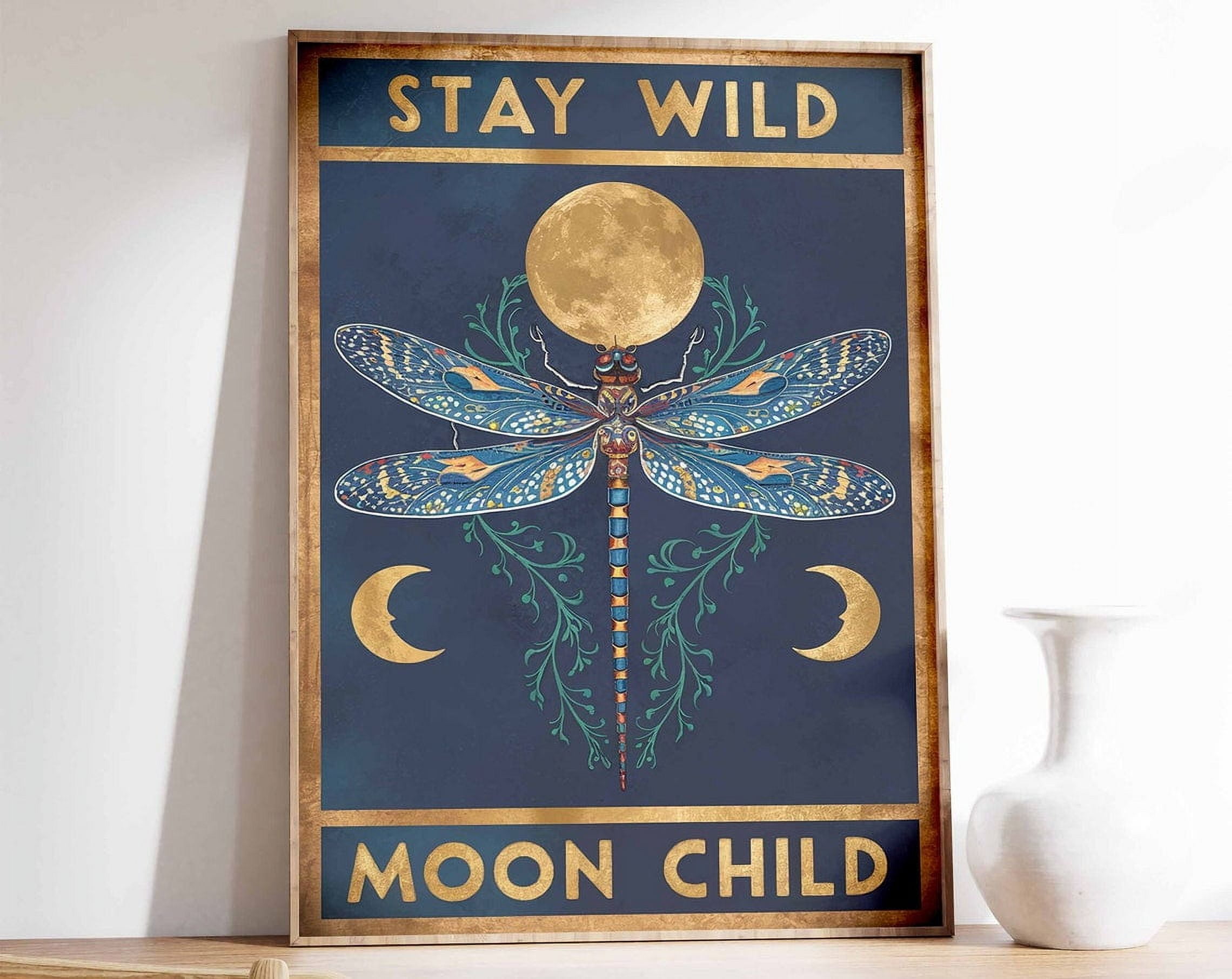 Stay Wild Moon Child Poster, Spiritual Decor, Yoga Art, Bedroom Decor ...