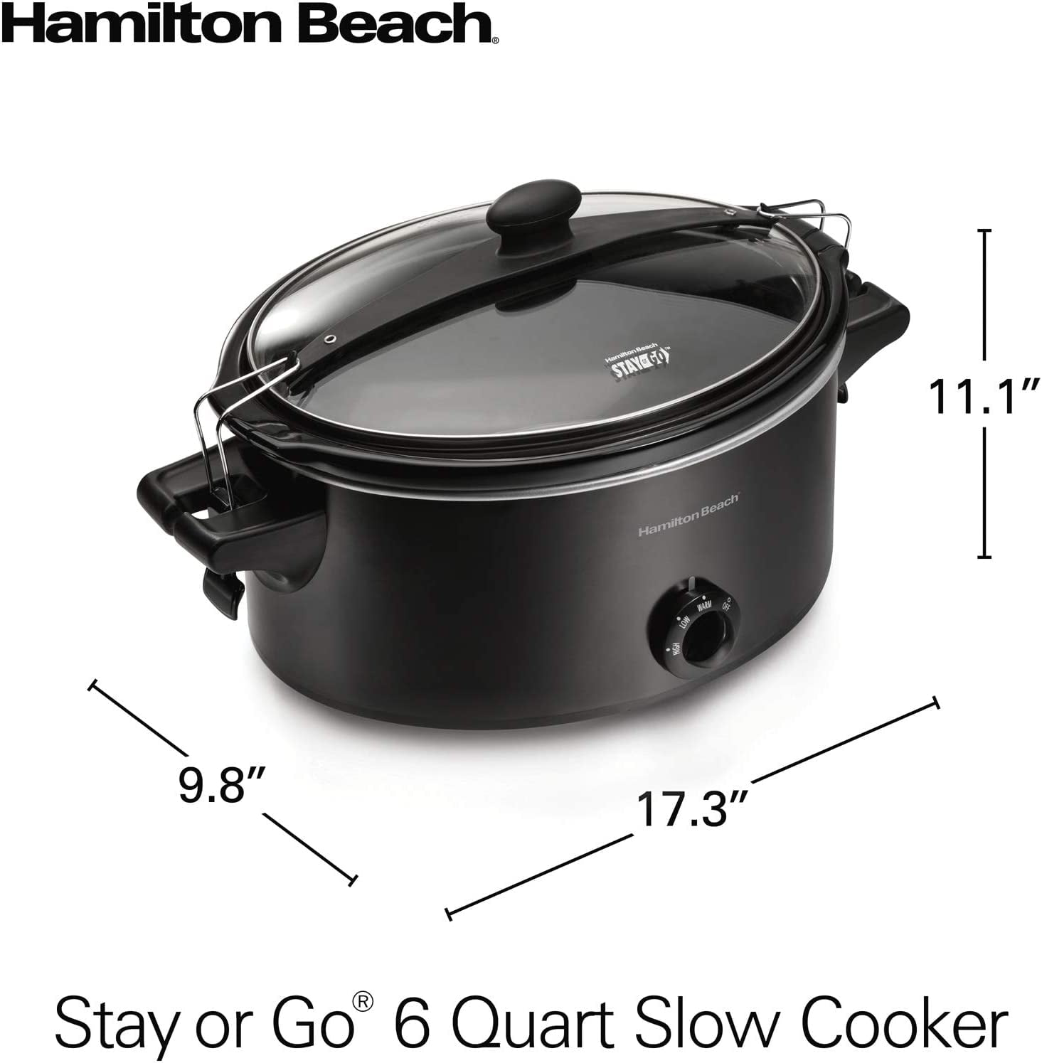 Stay or Go Portable Slow Cooker with Lid Lock, Dishwasher-Safe Crock, 6 ...