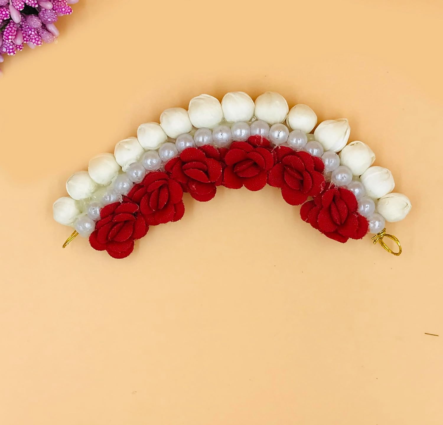 StayBuy Stylish Wedding Hair Bun Gajra Hair Tiara Hair for Women in Red ...