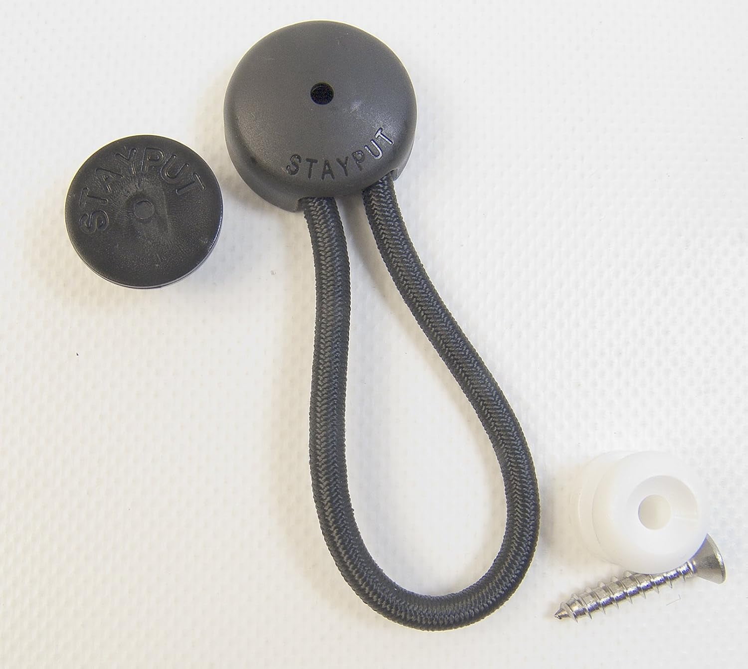 StayPut Bungee/Shock Cord Fastener, Black w/White Surface Attachment ...