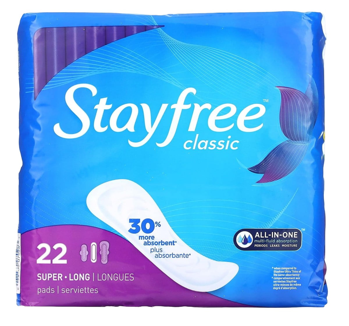Stayfree Classic Super Long 22 Count (Pack of 2) - Walmart.com