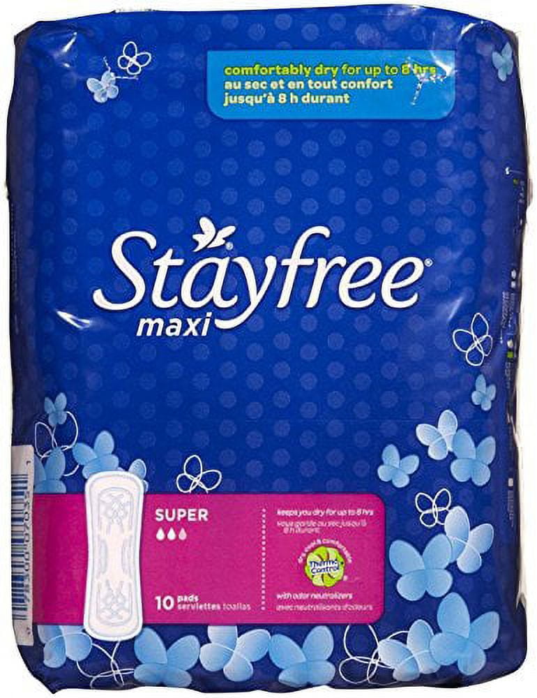 Stayfree Maxi Pads Super, 10 Count, 3 Pack - Walmart.com