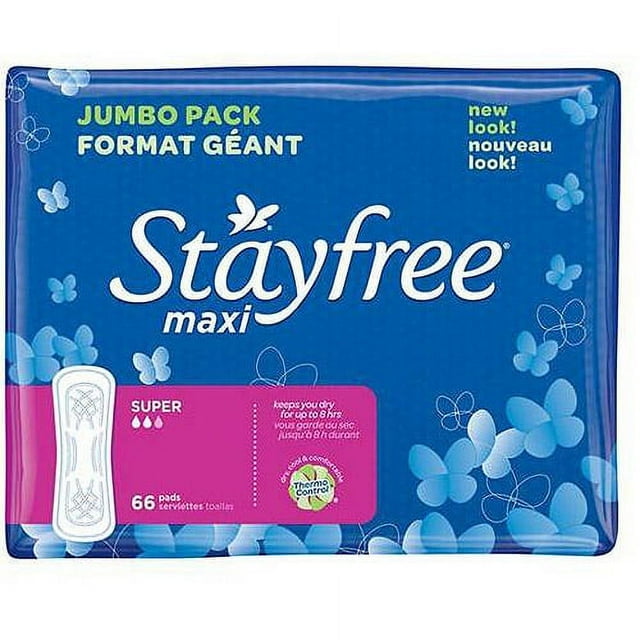 Stayfree Maxi Pads Super Absorbency, Unscented, 66 Ct - Walmart.com