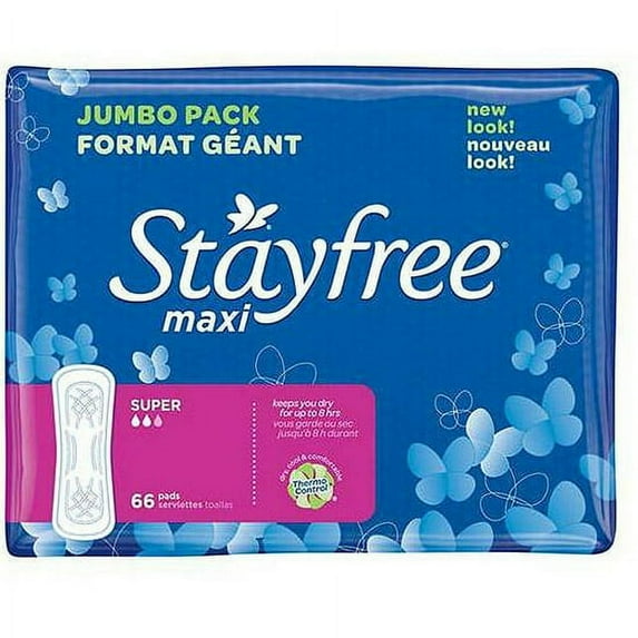 Stayfree Maxi Pads Super Absorbency, Unscented, 66 Ct - Walmart.com