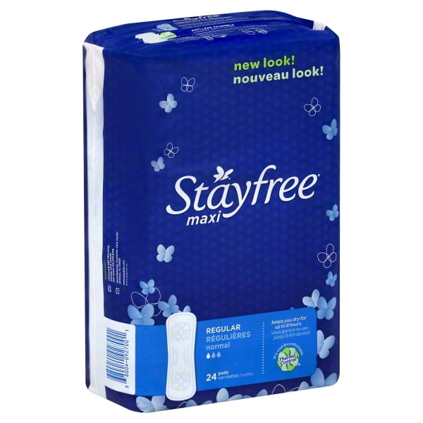 Stayfree Maxi Regular Long Pads Wingless, Unscented, 24 Ct, Multi-Fluid ...