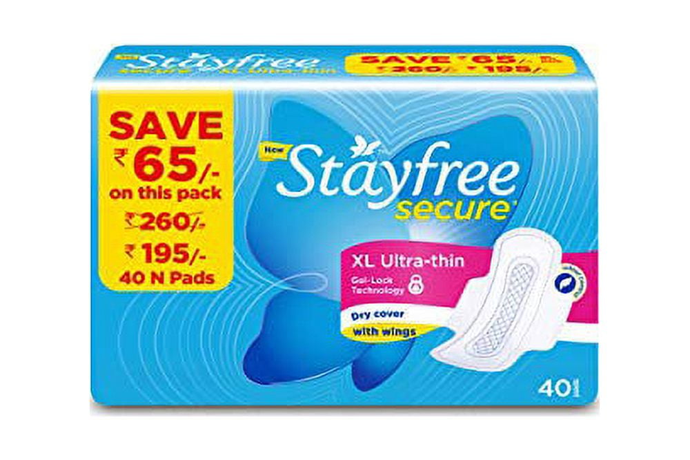 Stayfree Sanitary Napkins Secure XL Ultra Thin Day and Night Protection ...