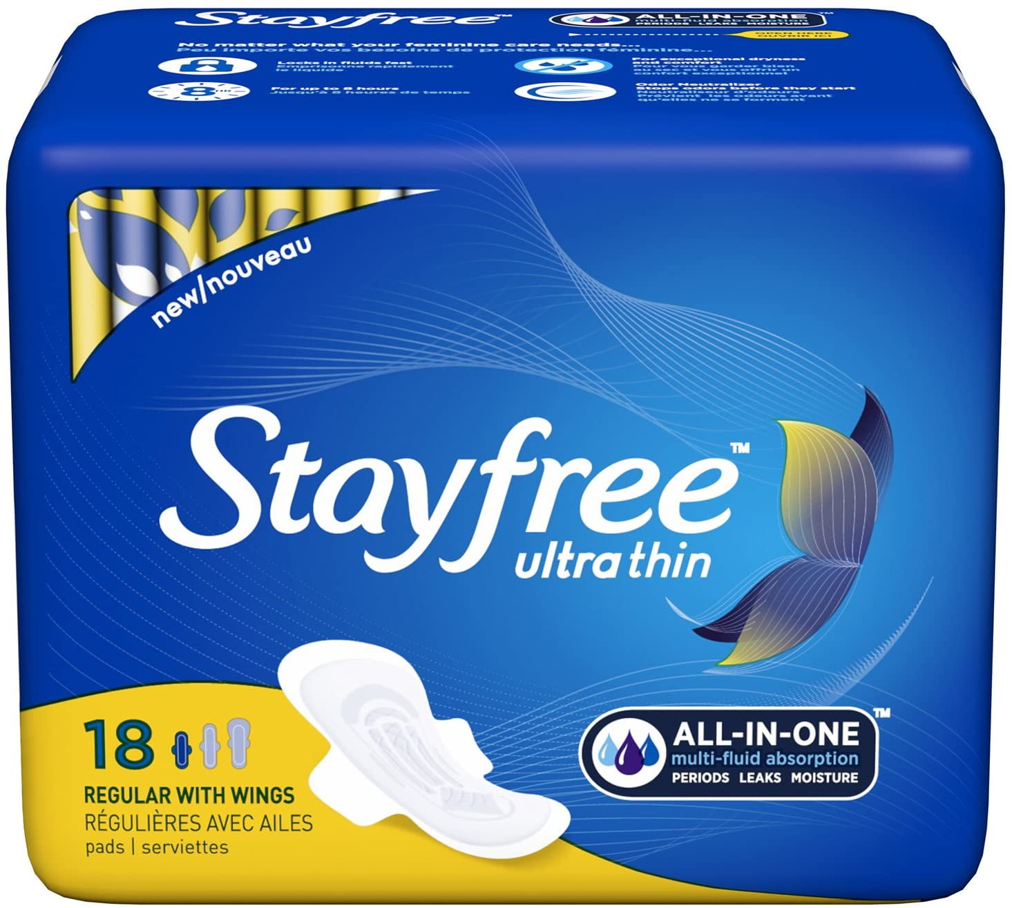 Stayfree Ultra Thin Regular Pads with Wings, 18 Count - Walmart.com
