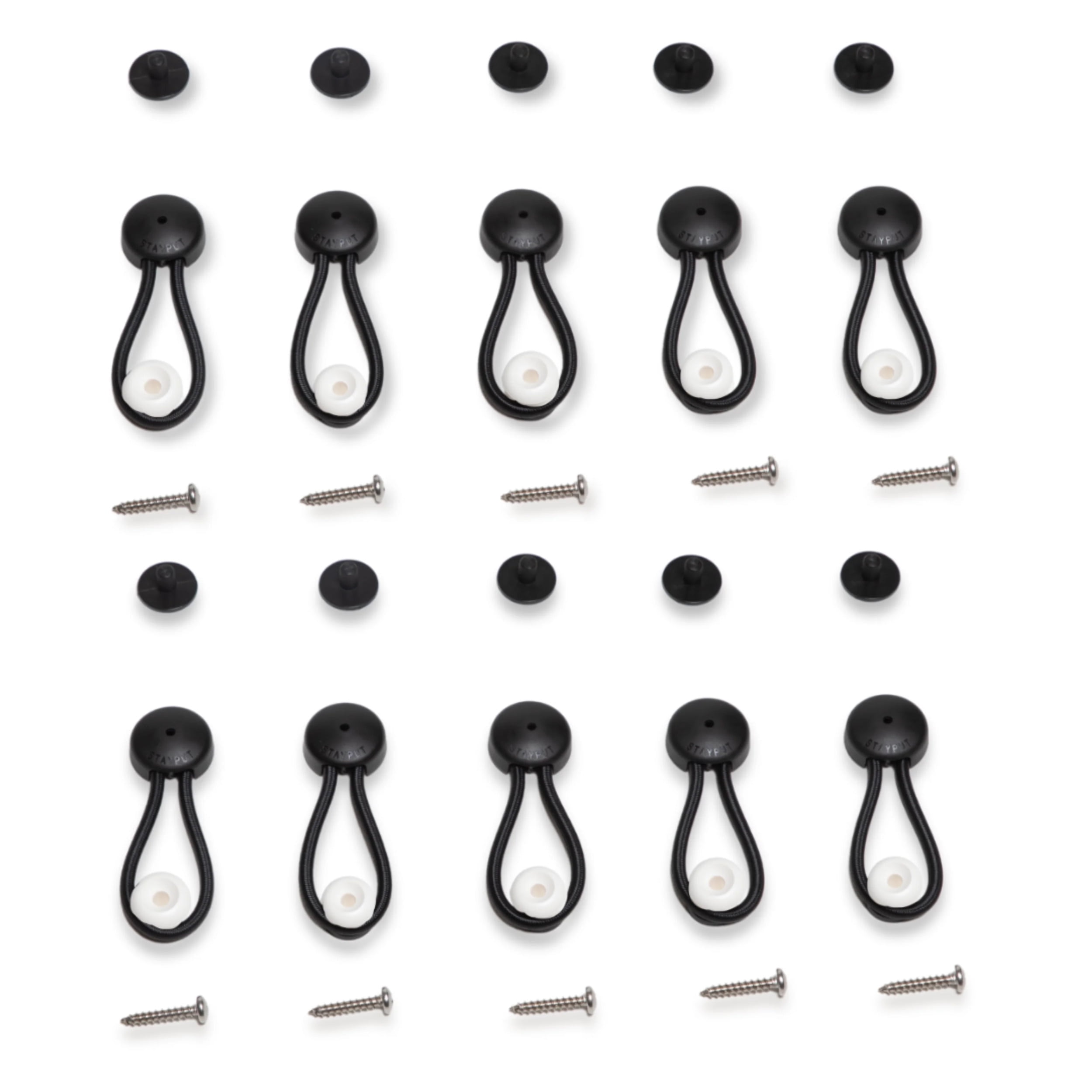 Stayput 6 5/8" Standard Size Black Shock Cord & Fastener, 10 Pack with ...