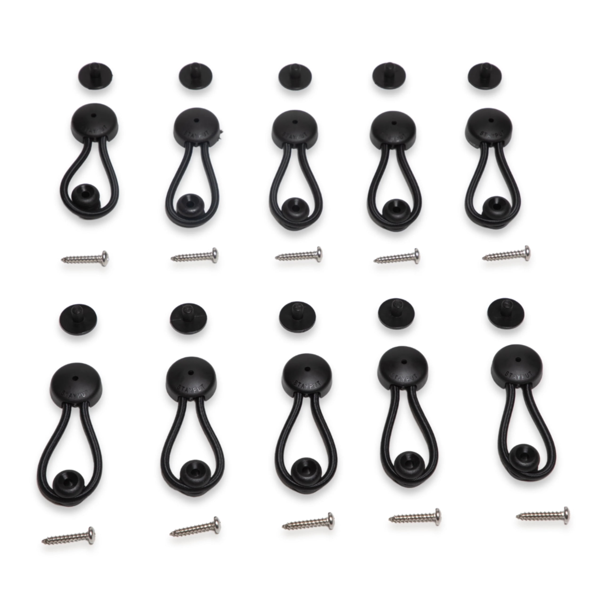 Stayput 6 5/8" Standard Size Black Shock Cord & Fastener for Canvas,10 ...