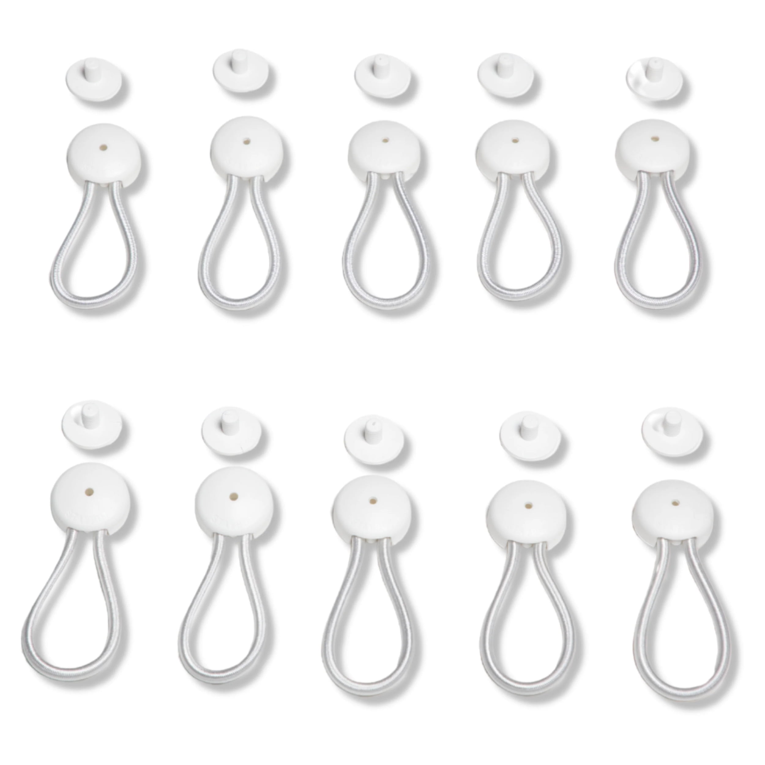 Stayput 8" White Shock Cord & Fastener, 10 Pack - Cord Length is 8" End ...