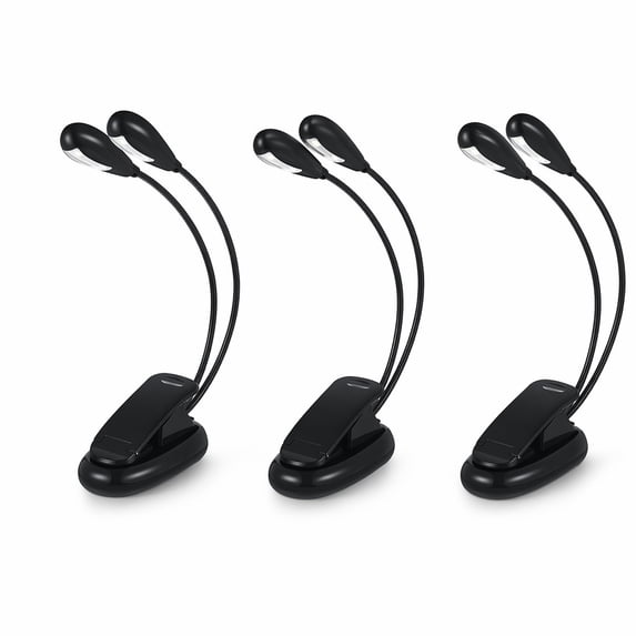 Stcellnmex 3 Pcs Dual Arm Clip On LED Music Stand Light USB & AAA ...
