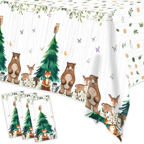 Stcomart Woodland Animal Tablecloths, Woodland Baby Shower Decorations ...