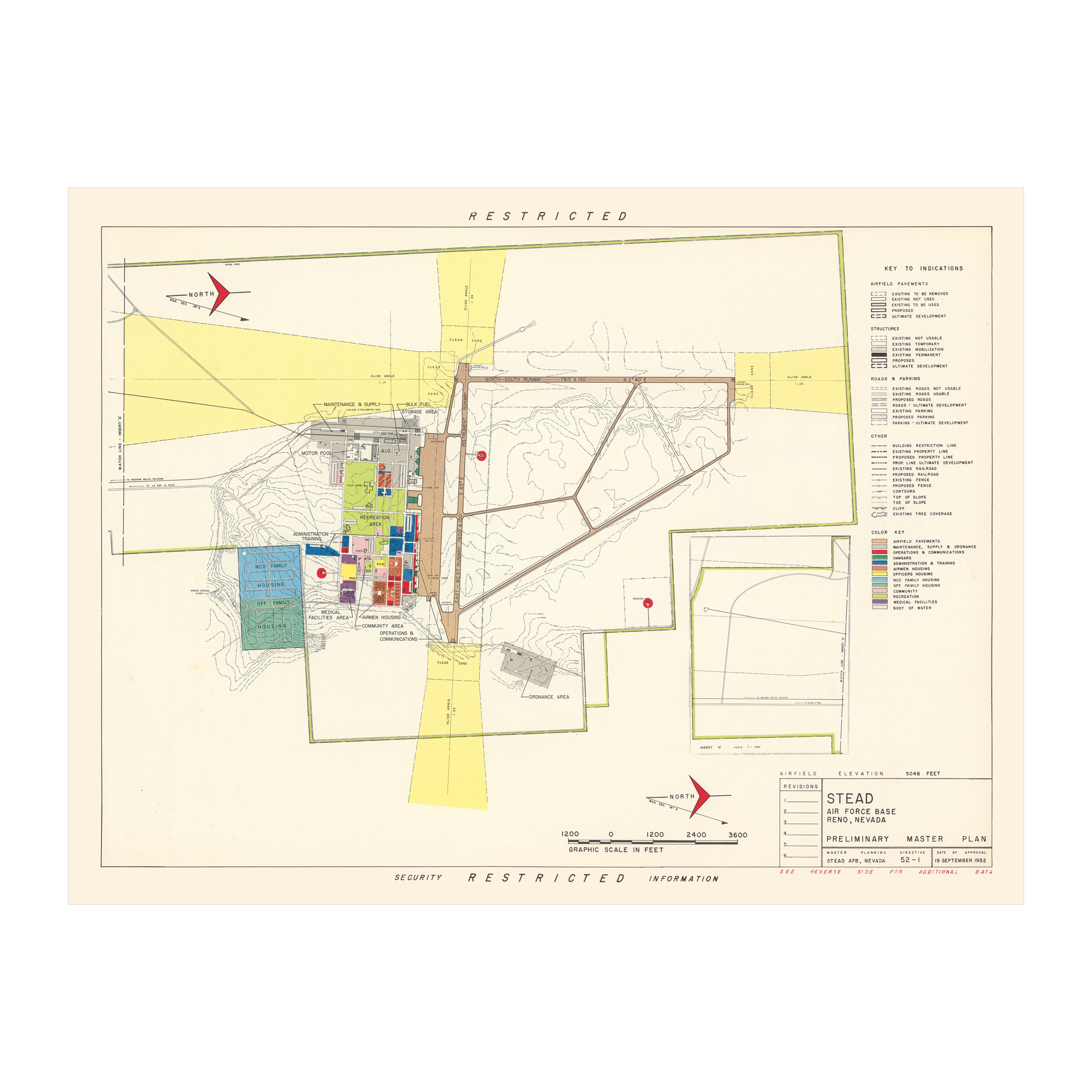 Stead Air Force Base Art, 1952 Vintage Map of Stead Air Force Base History Wall Decor Gift, Old ...