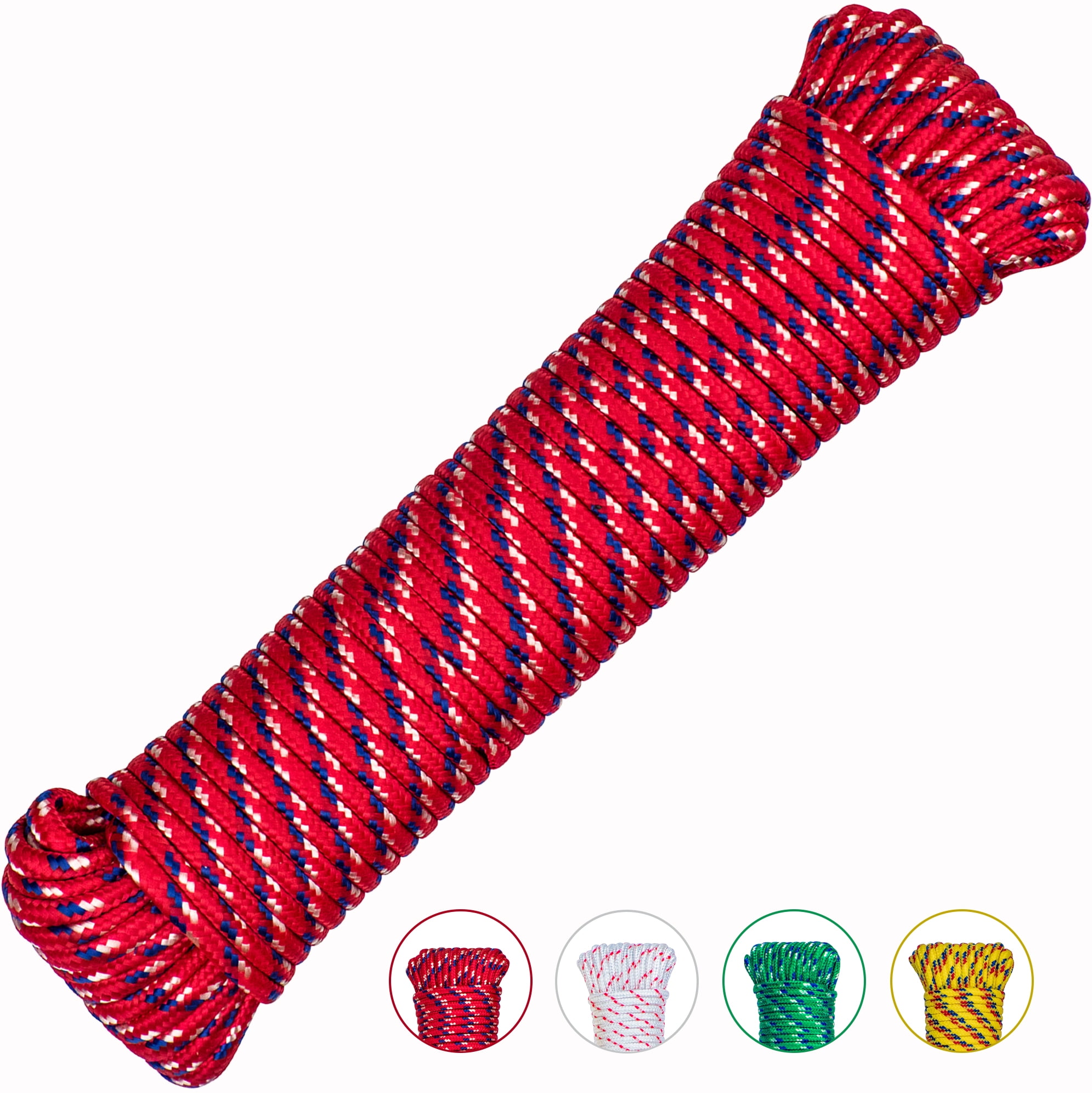steadmax 100 ft Diamond Braided Poly Rope 1/4 inch Heavy Duty Utility ...