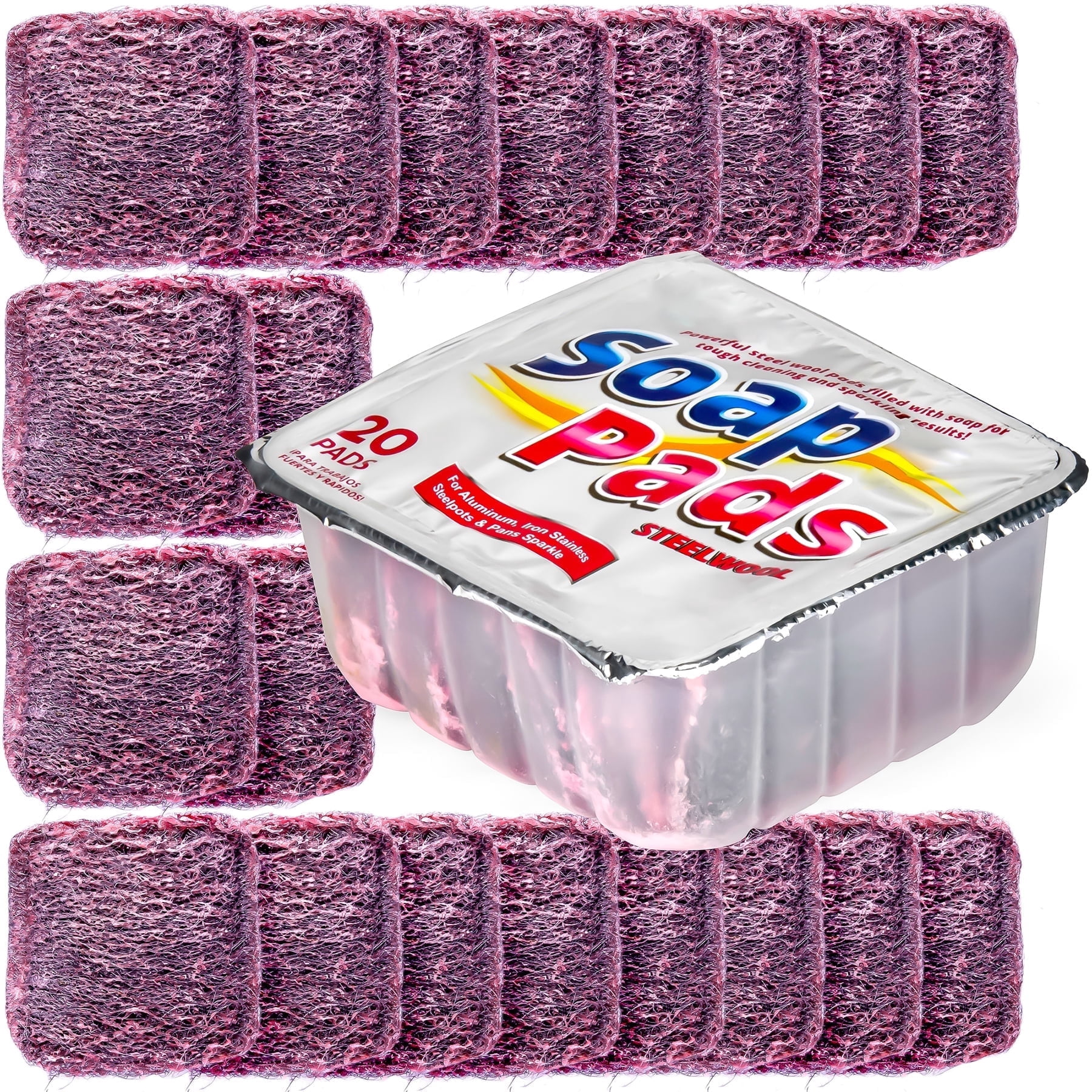 steadmax Steel Wool Soap Pads, Heavy Duty Metal Scouring Pads, 20 Count ...