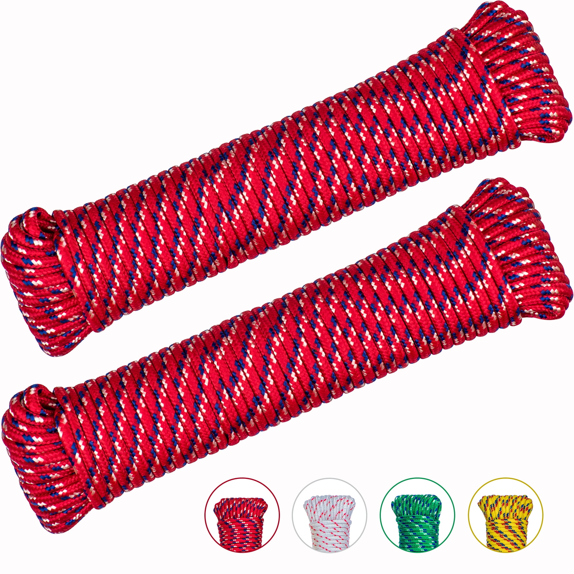 steadmax 200 ft Diamond Braided 1/4 inch Poly Rope, All-Purpose ...