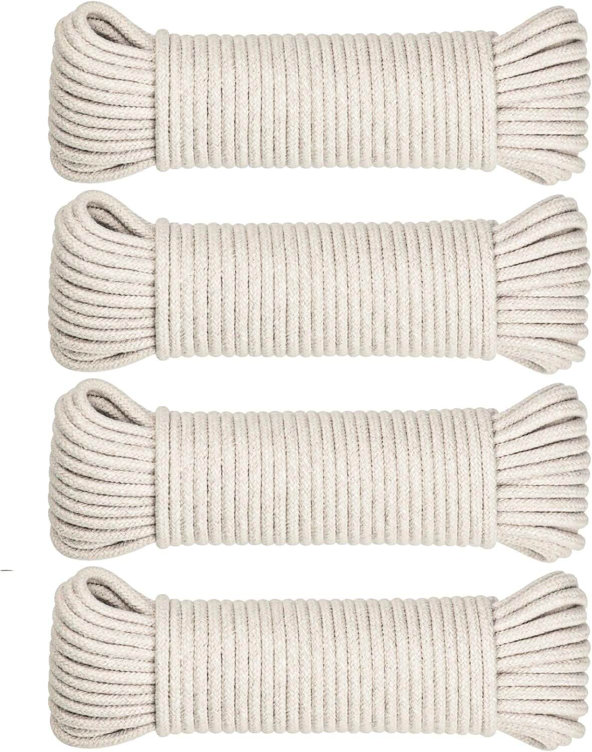 SteadMax Natural Cotton Twisted Clothesline Rope Cord, 3/16 Inch, 200ft ...