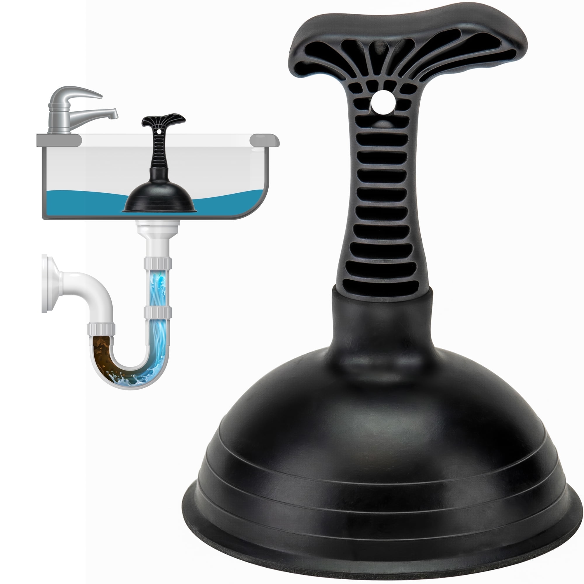 steadmax Rubber Sink Plunger, 5-Inch Large Cup, Compact Drain Cleaner ...