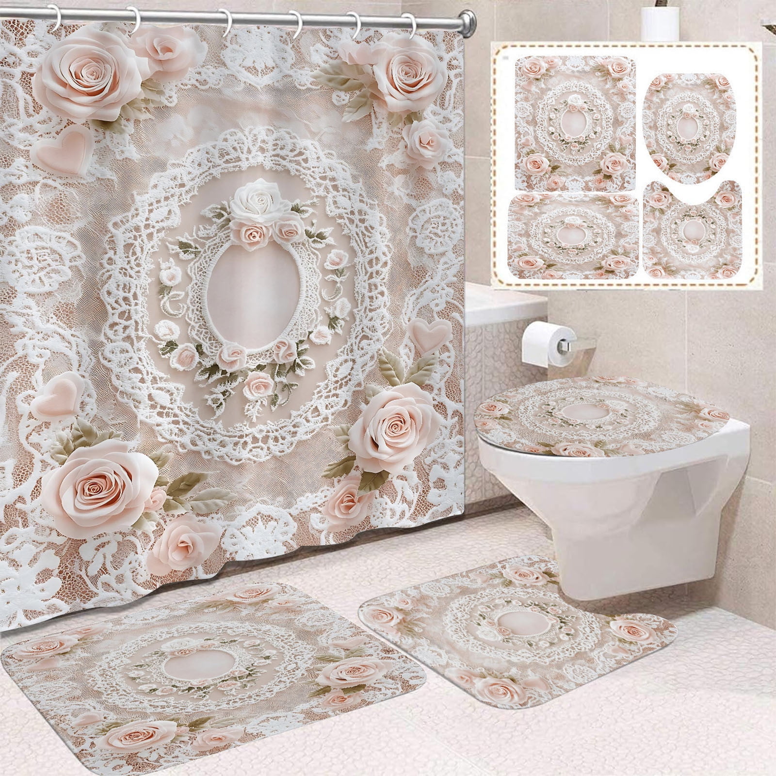 Steadline 3D Effect Valentine's Day Bathroom Set with Bow Pattern ...