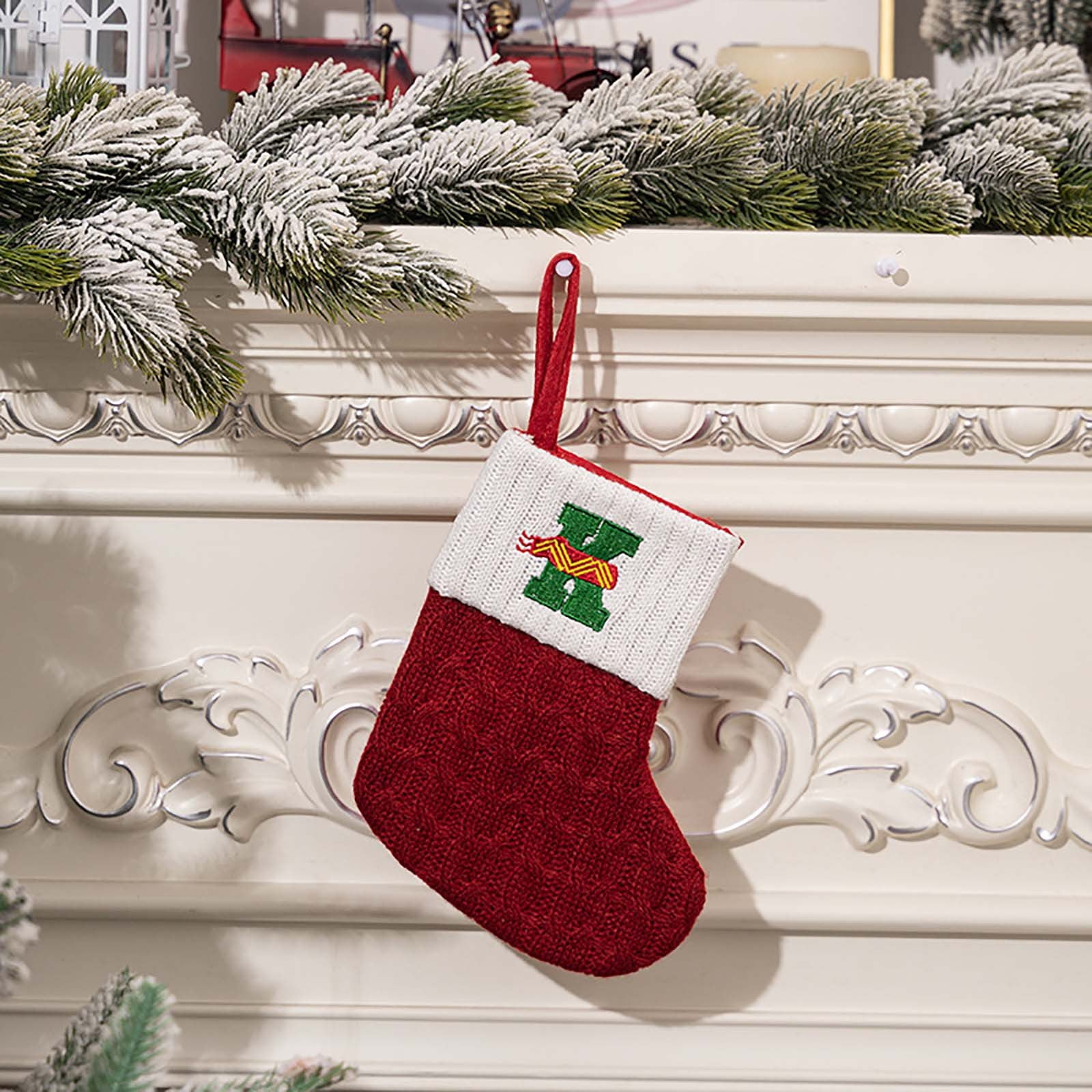 Steadline Christmas Letter Stockings Red Knitted Christmas Stocking ...