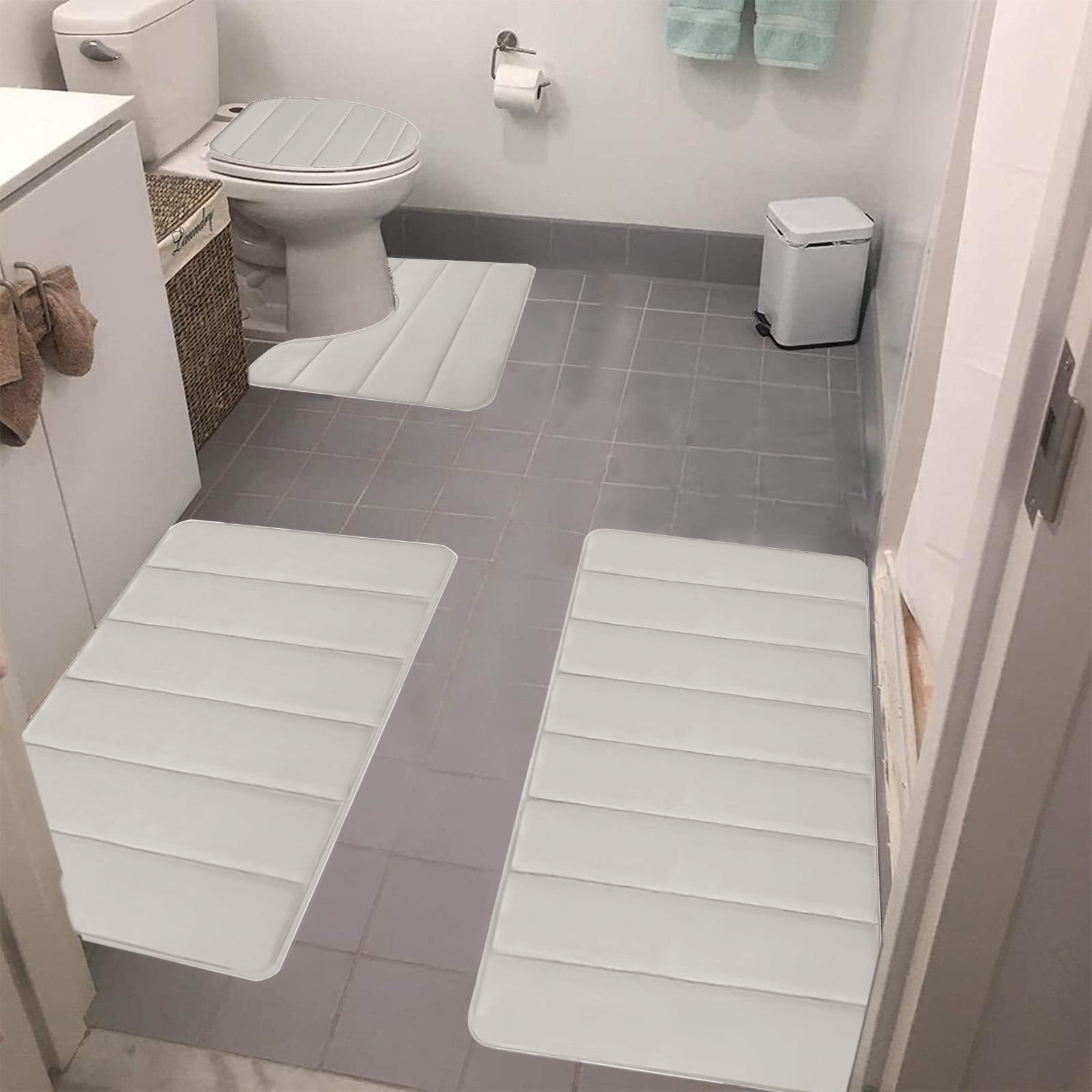 Steadline Complete Bathroom Rug Set 4-Piece Complete Bathroom Rug Set ...