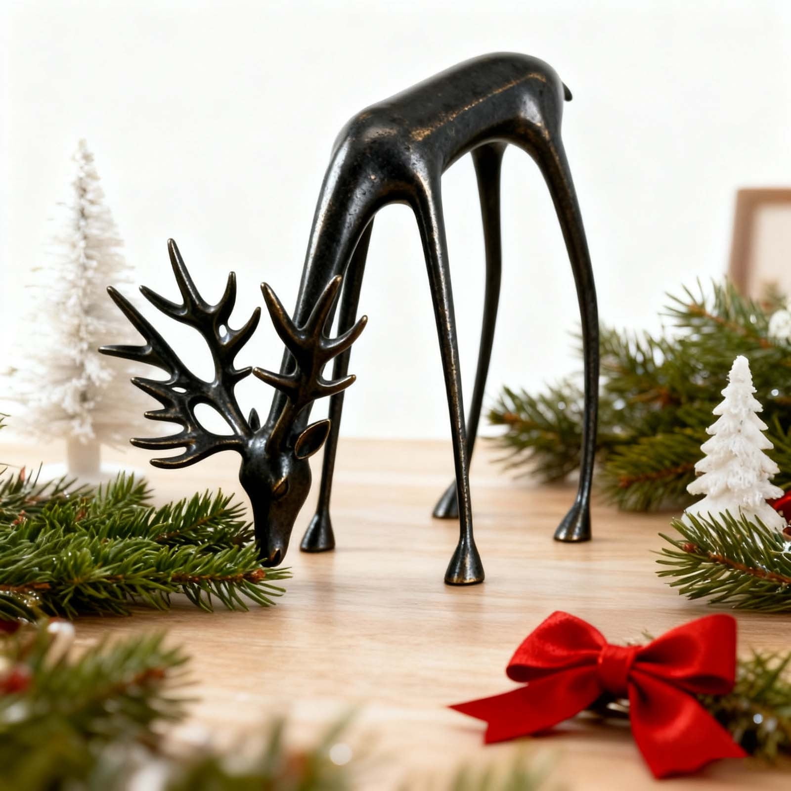 Steadline European-Style Antique Finish Deer Statue - Rustic Metal Look ...
