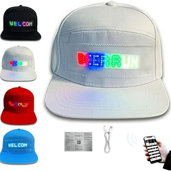 Steadline LED Rolling Display Hat, Bluetooth Programmable Light Up Cap ...