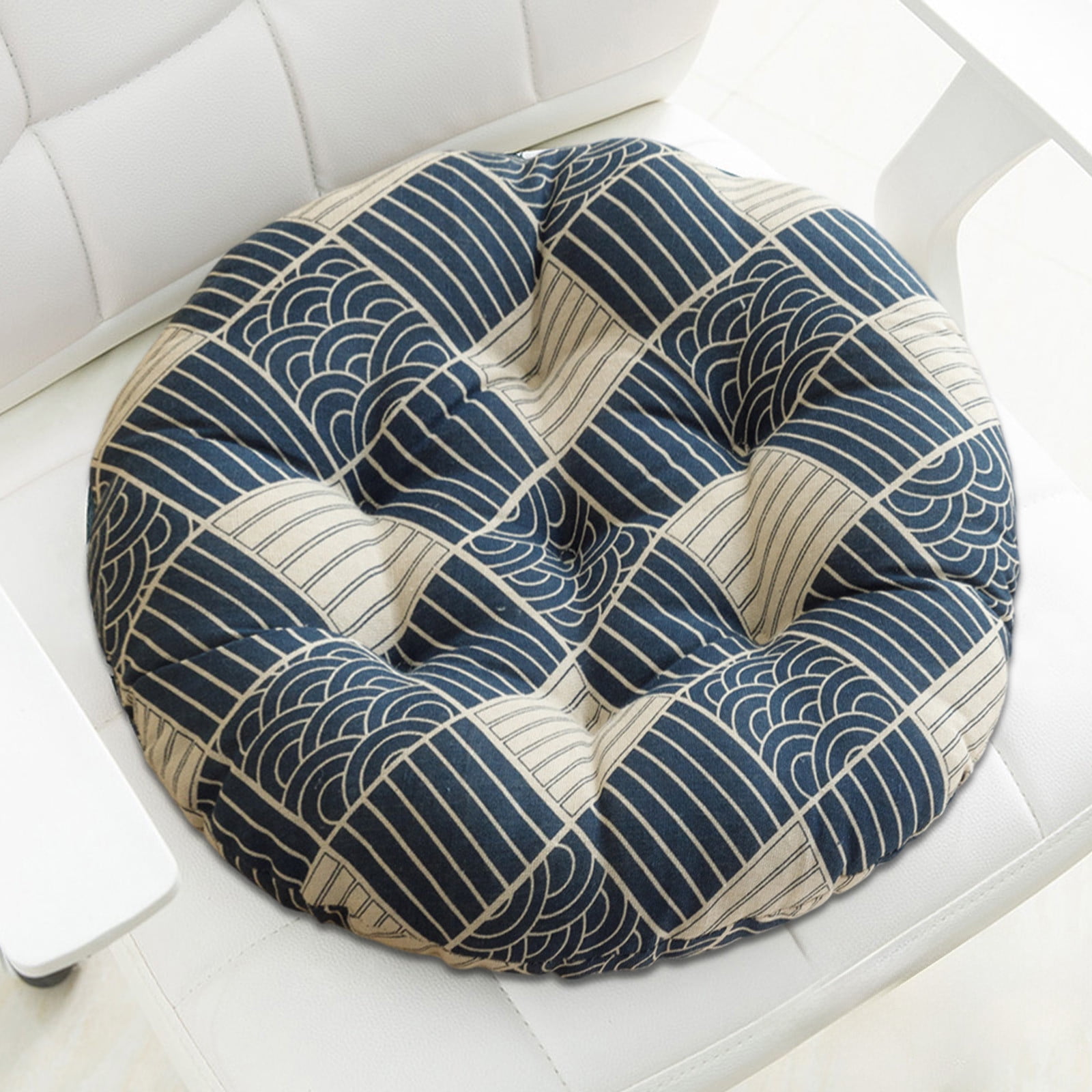 Steadline Natural Linen Blend Round Floor Cushion with Polyfill Filling ...