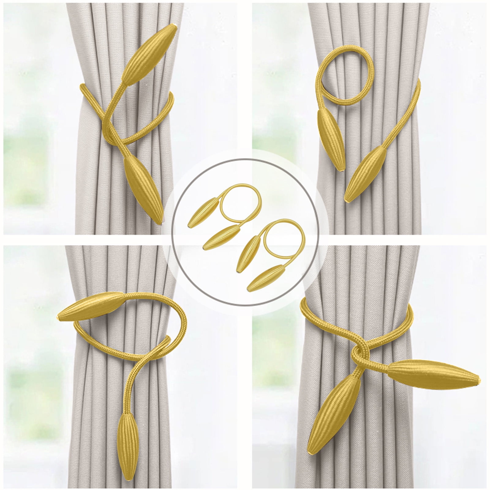 Steadline No Drill Installation Curtain Tiebacks with Twisted Design ...