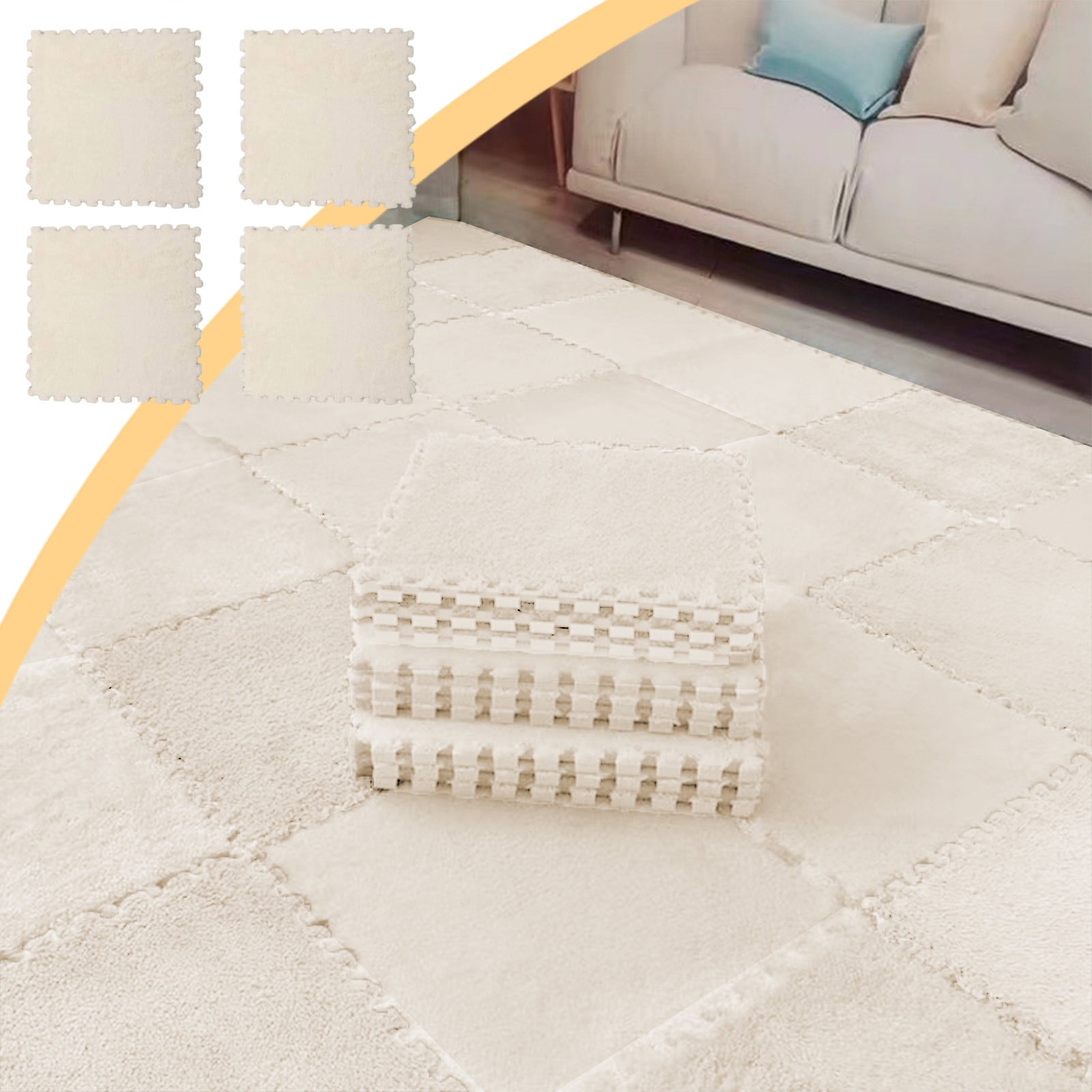 Steadline Plush Modular Foam Floor Tiles with Interlocking Design ...