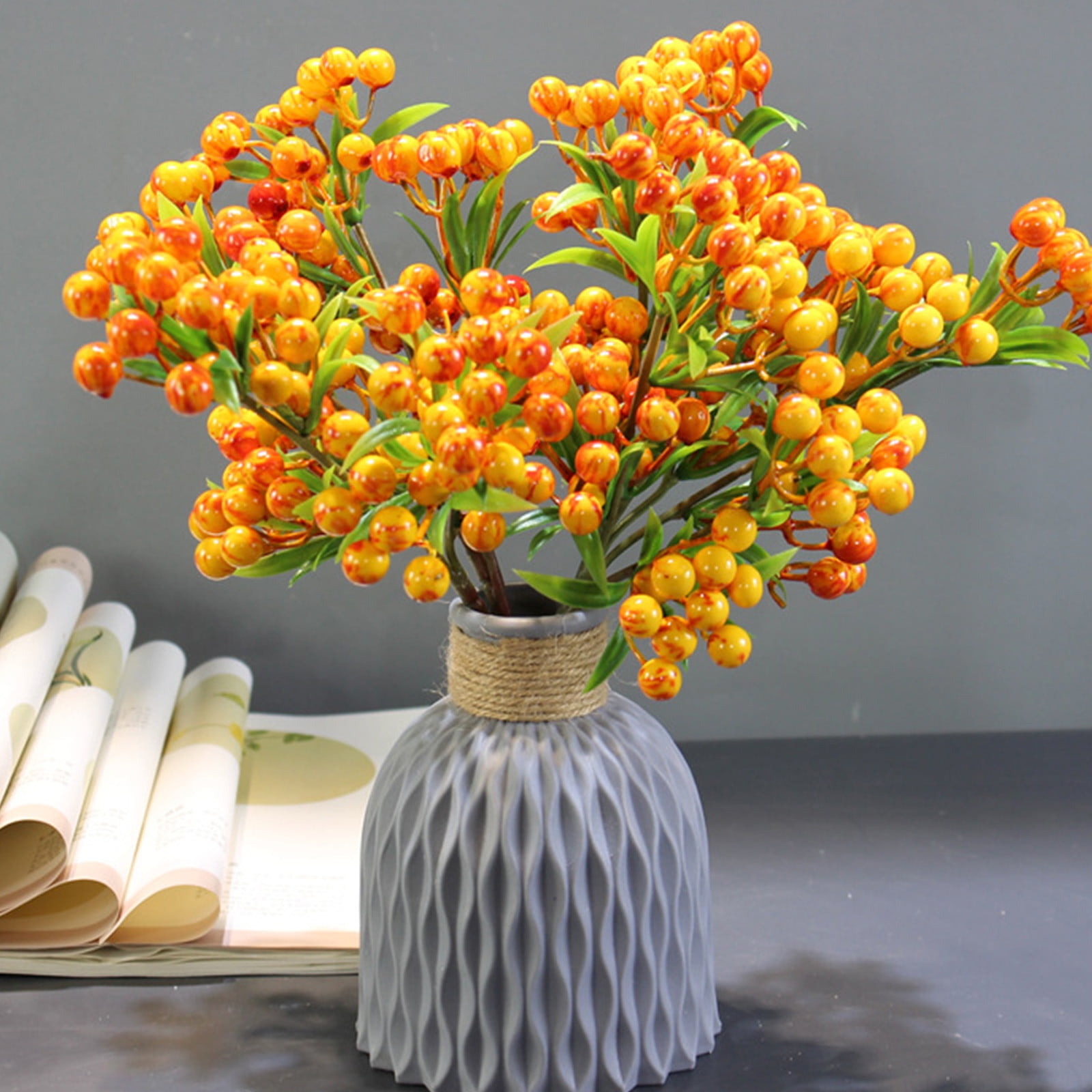 Steadline Realistic Artificial Berry Stem Decor With Foam Construction ...
