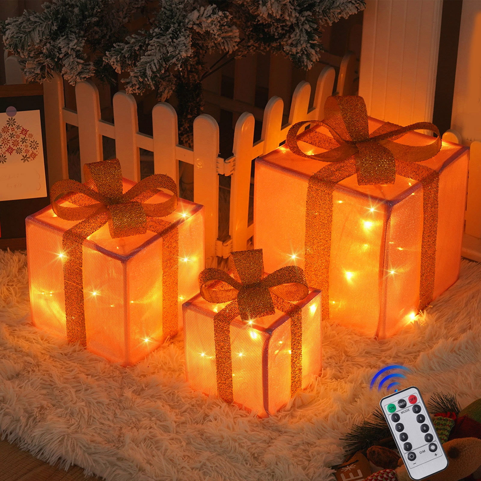 Steadline Remote Control Christmas Light Box Set - 3-Piece LED Gift Box ...