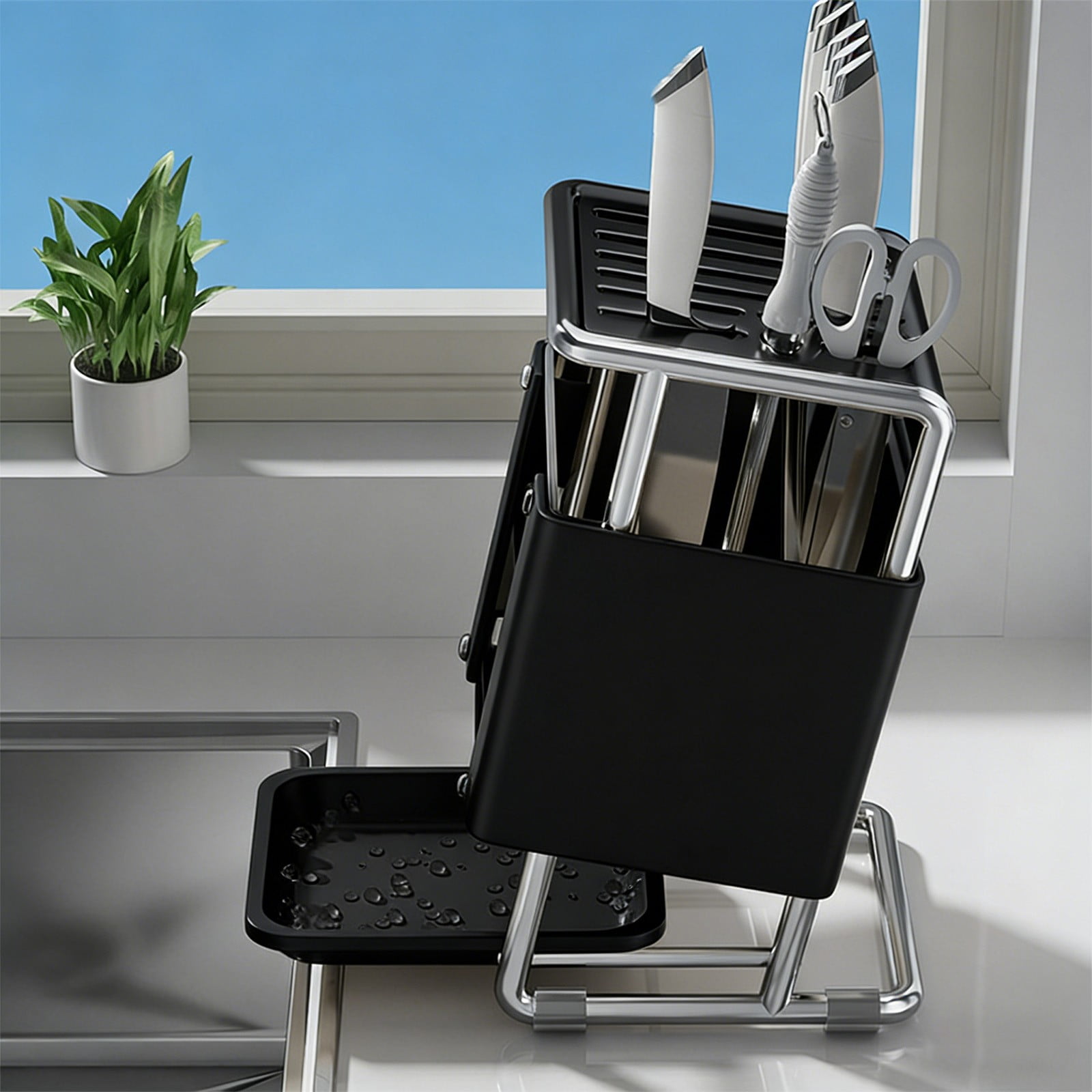 Steadline Rotating Multifunctional Countertop Knife Storage Stand with ...