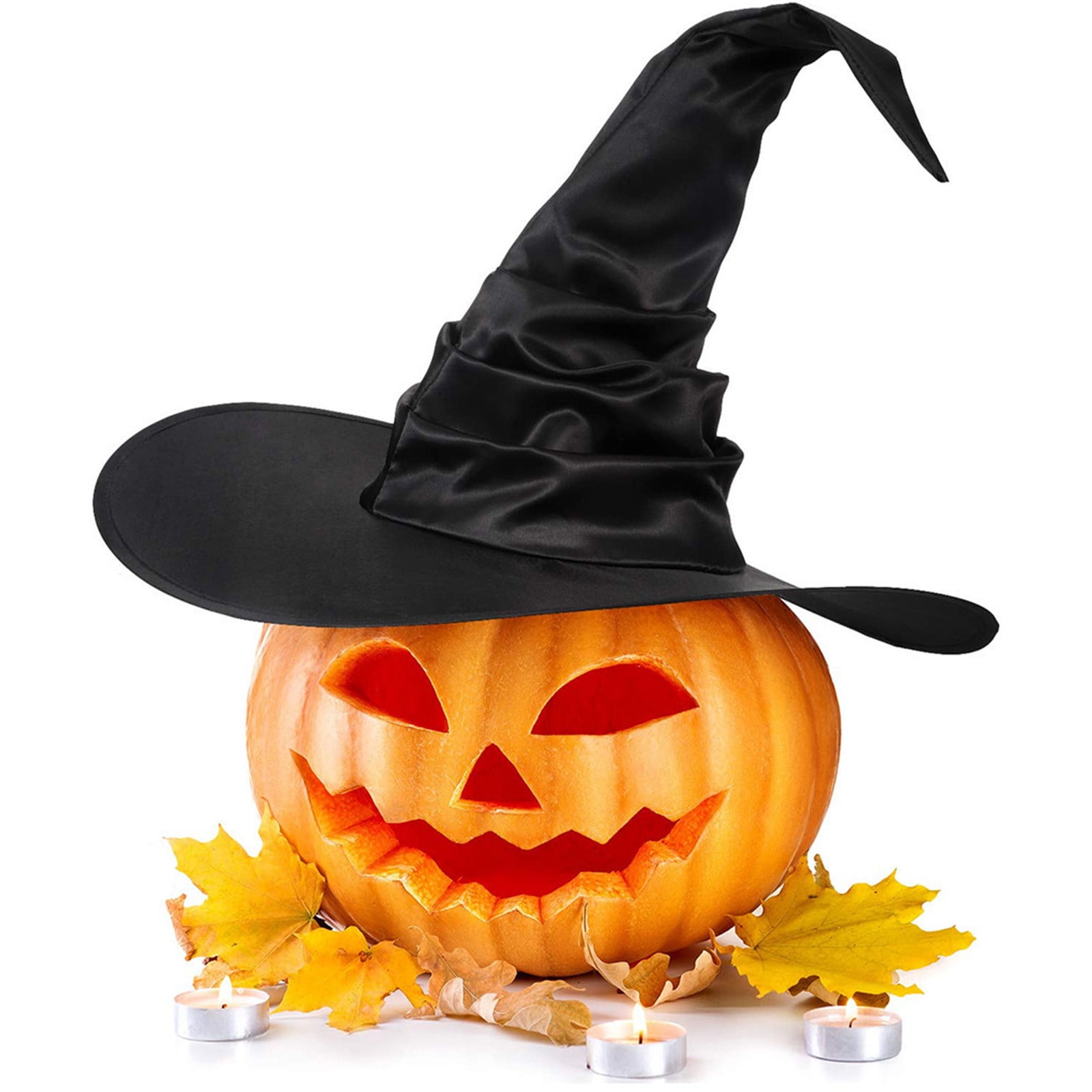 Steadline Wide Brim Pleated Witch Hat for Halloween Costume Parties Themed Events Foldable ...