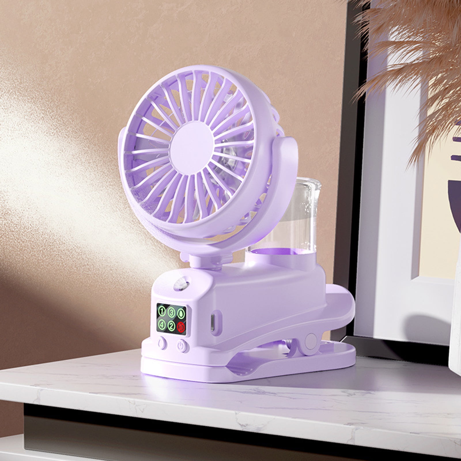 SteadlineUSB Rechargeable Clip Fan with Spray Function,360° Rotatable ...
