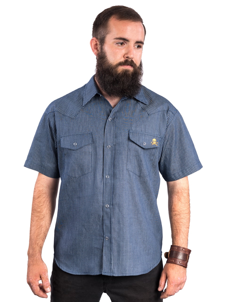 Steady Clothing Bushwa Western Pinstripe Button Up Shirt Denim Blue S ...