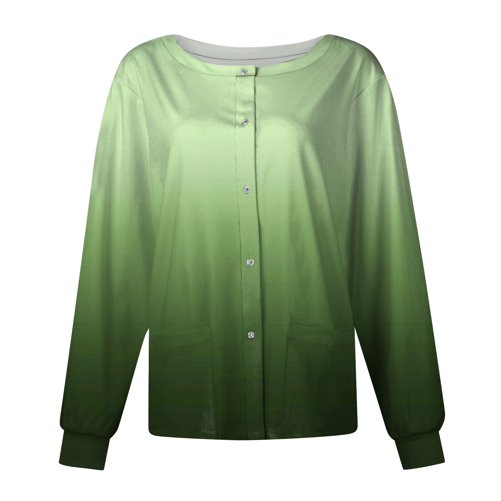 Steady Womens Scrubs Women Long Sleeve Pattern Pocket Working Stand-up ...