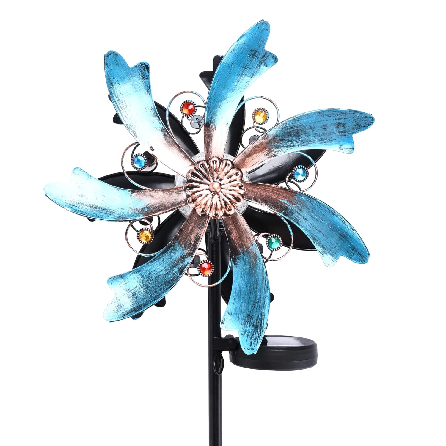 SteadyDoggie Solar Wind Spinner - Metal Garden Decor with Multi-Color ...
