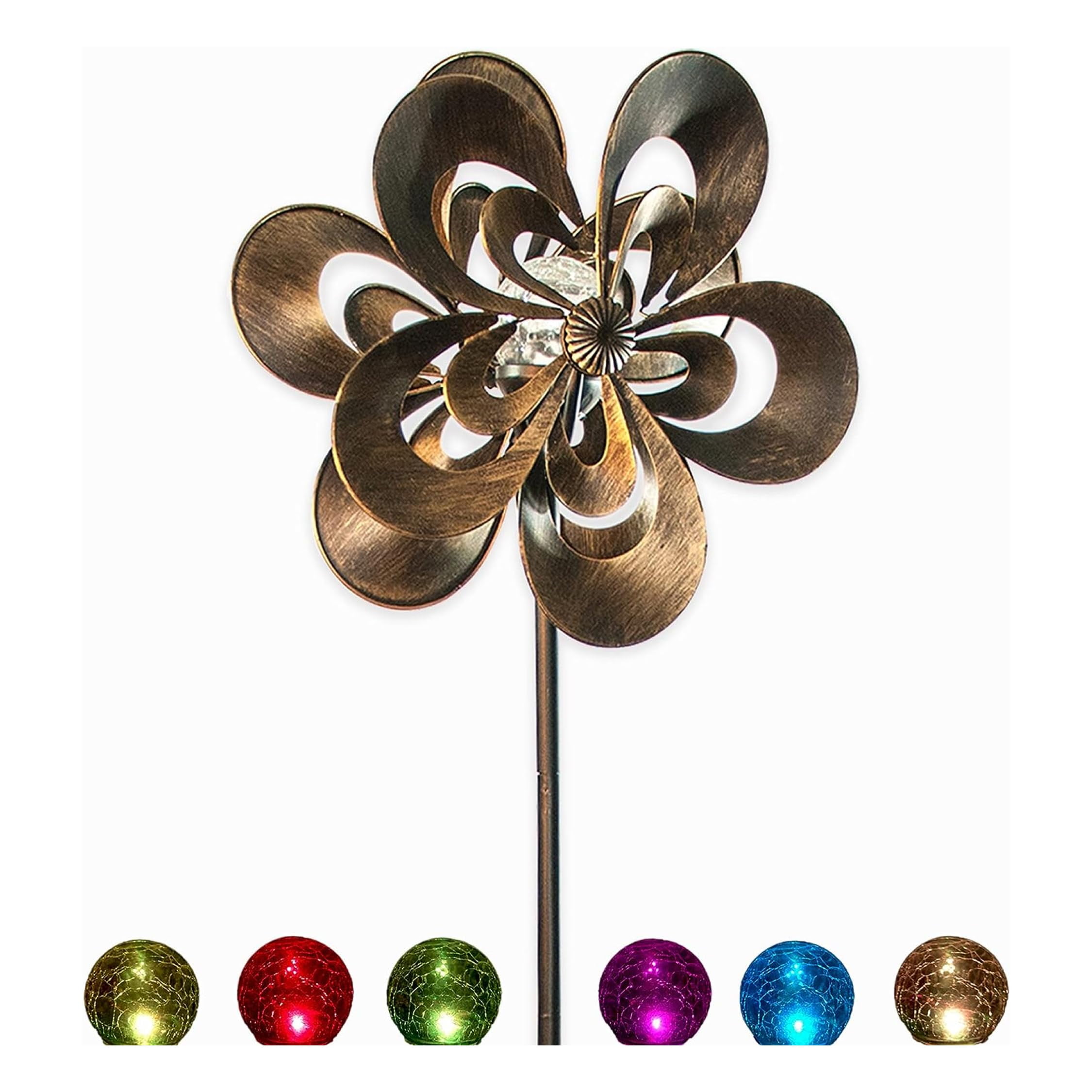 SteadyDoggie Wind Spinner - Garden Decor Spinners with Solar LED Glass ...