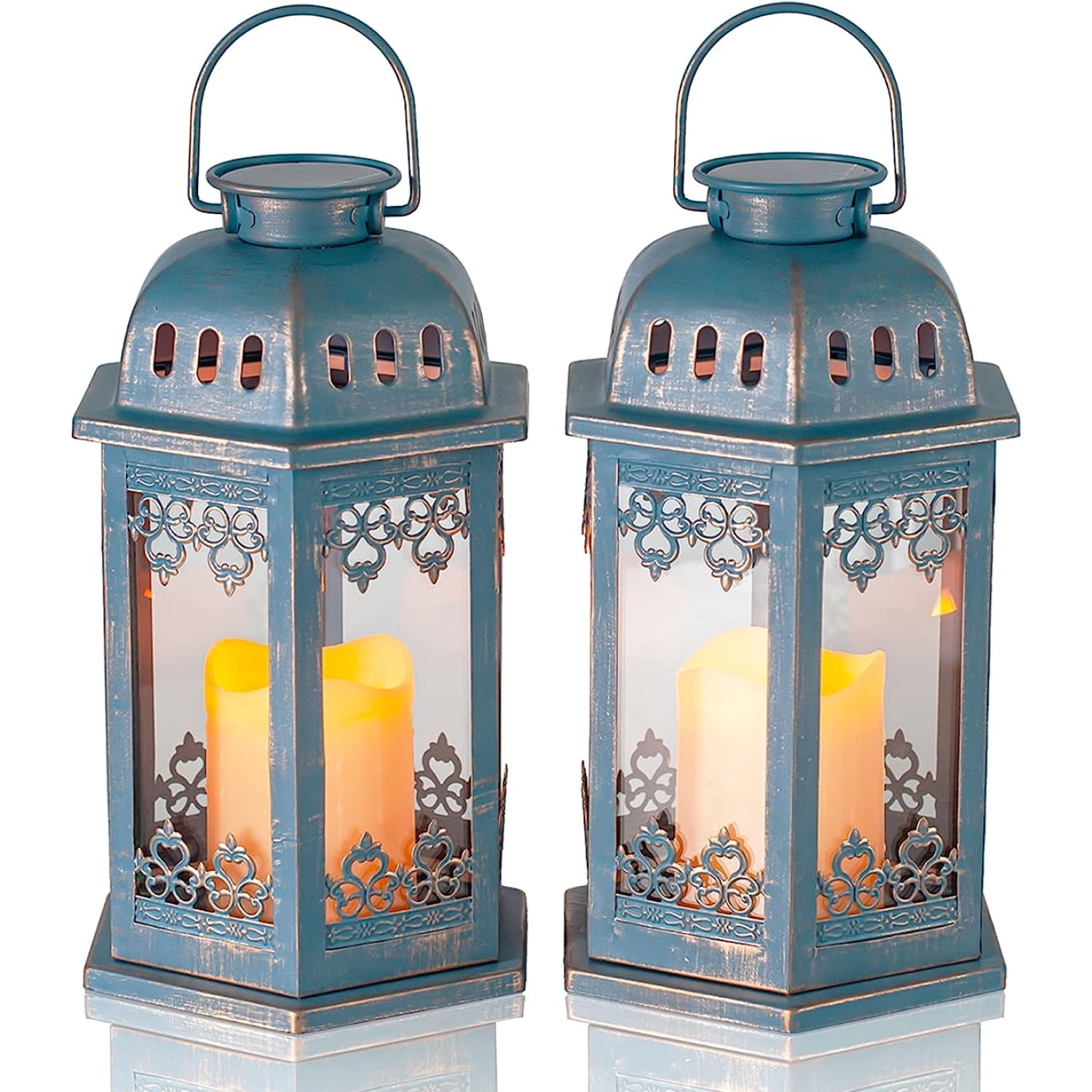 SteadyDoggie, Solar Lanterns 2 Pack, Flickering Flame, Blue - Walmart.com