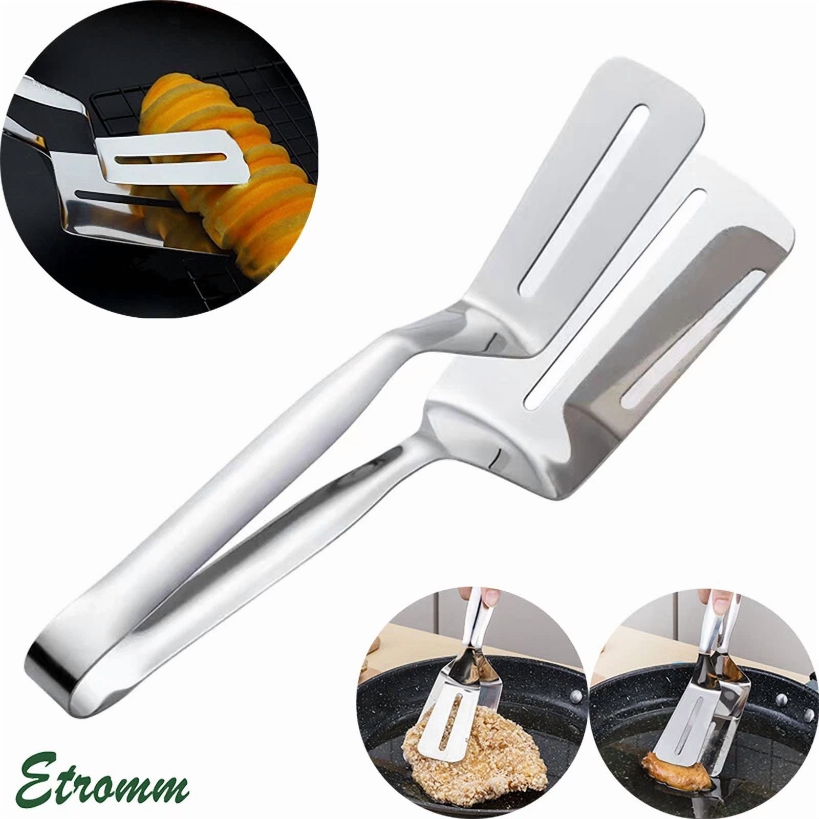Steak Clamp Stainless Steel Food Clip Tongs Bread Meat Bbq Kitchen ...