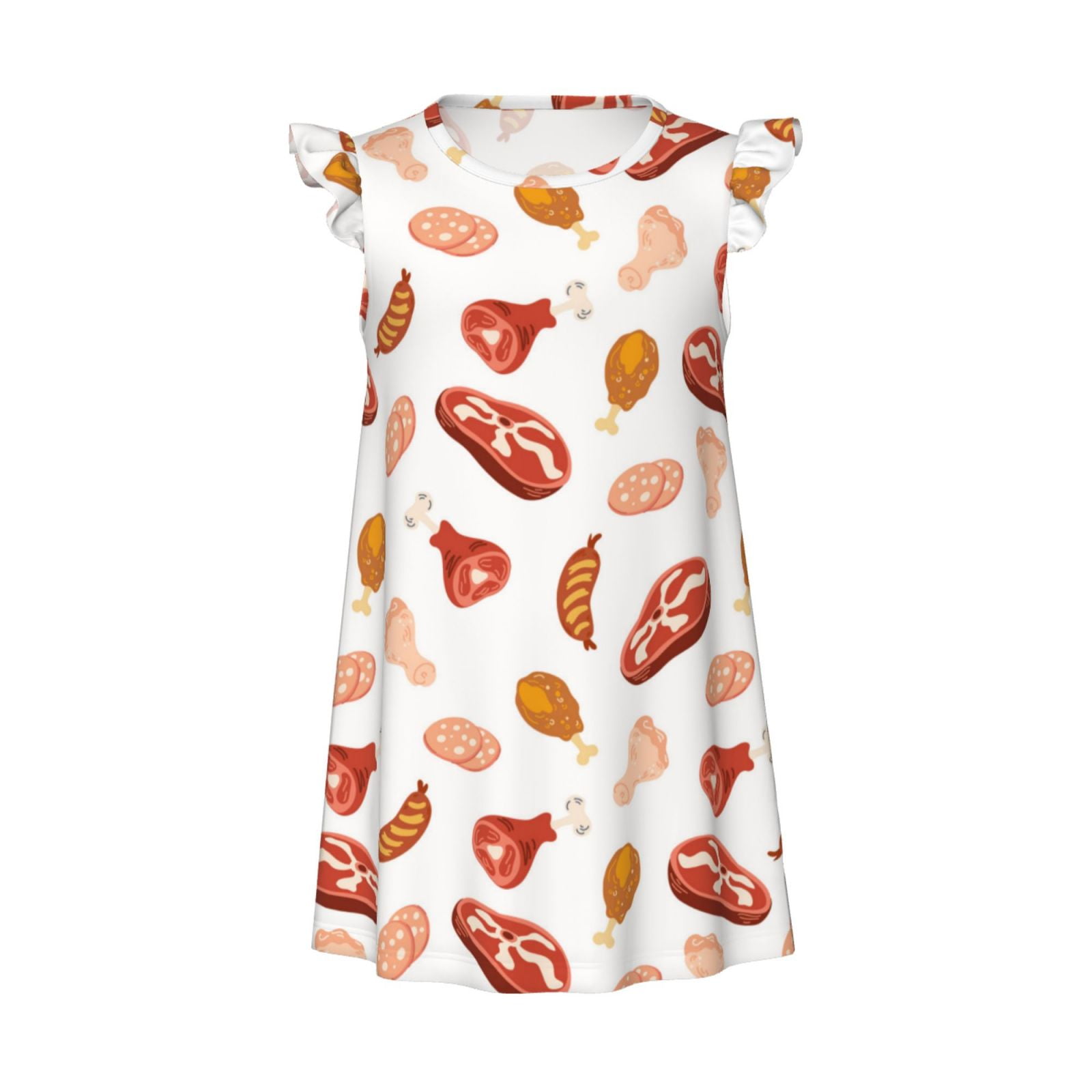 Steak Hot Dog Chicken Leg Print Girls Nightgowns, Pajamas for Girls ...